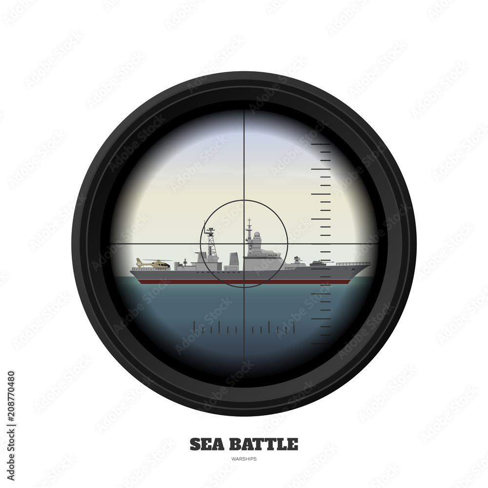 Periscope of submarine. Military weapon view. Sea battle. Warship image ...