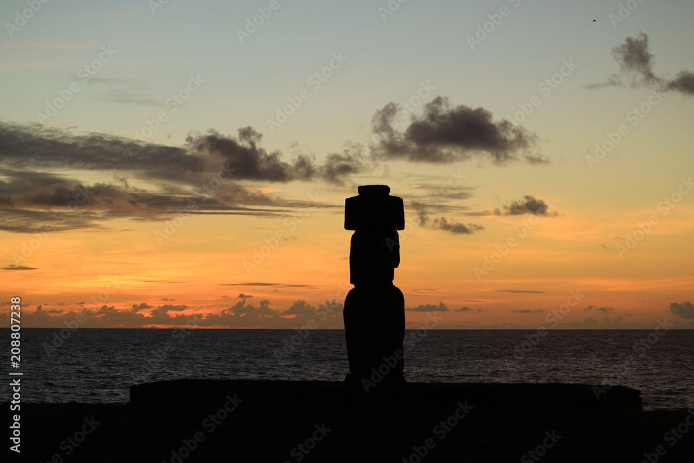 Beautiful sunset afterglow over Pacific ocean with the silhouette of ...