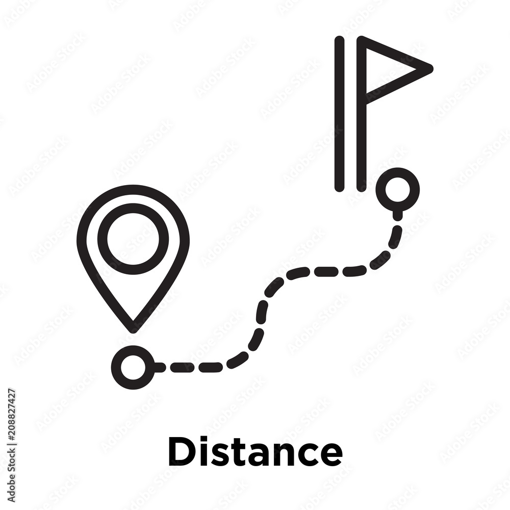 Distance icon vector sign and symbol isolated on white background ...