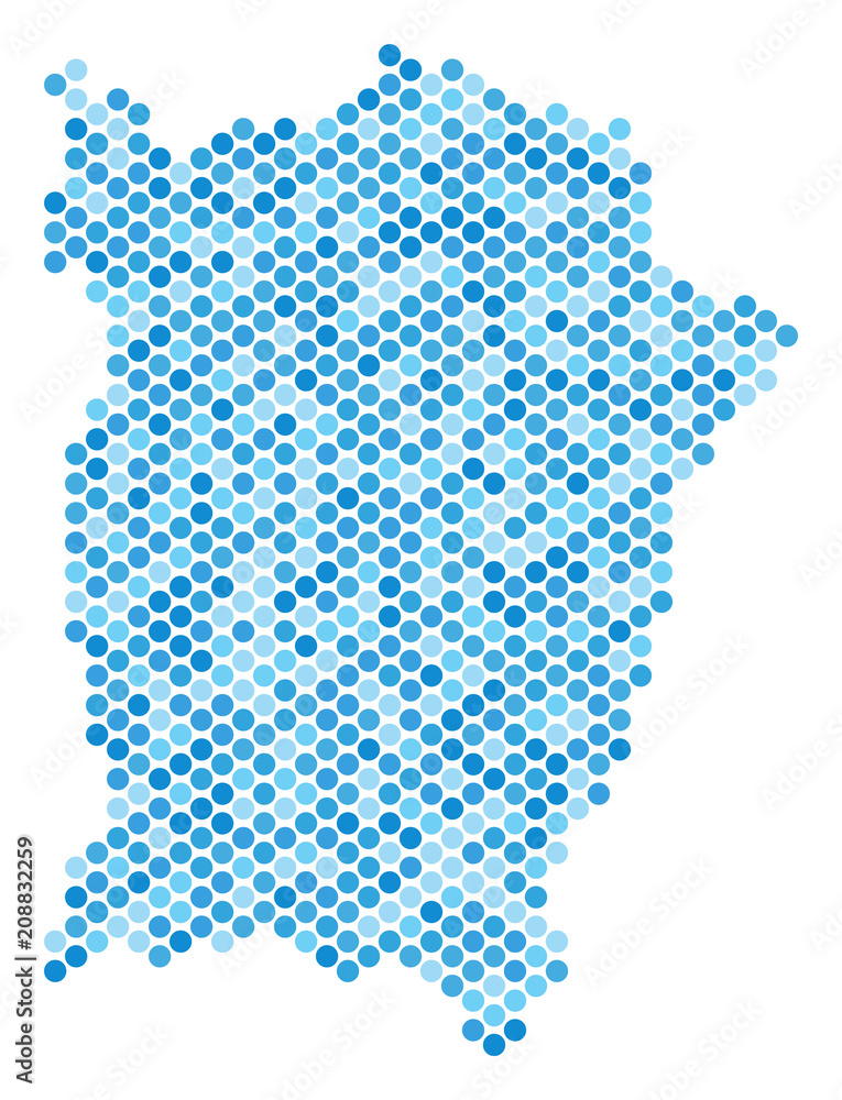 Blue dotted Penang Island map. Vector geographic map in blue color ...