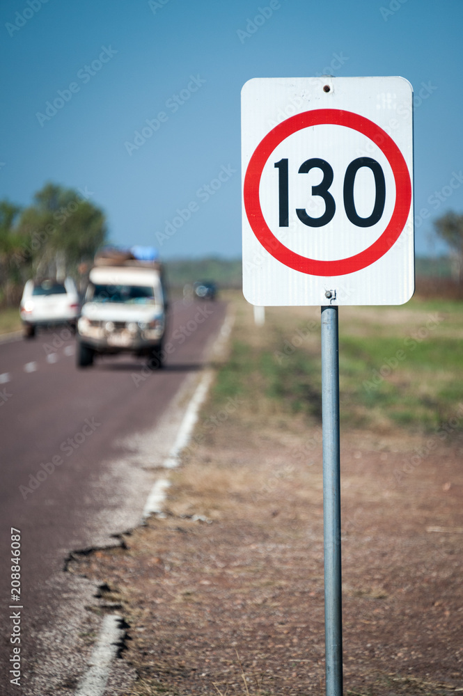 130 km/h speed sign, Northern Territory Stock Photo | Adobe Stock