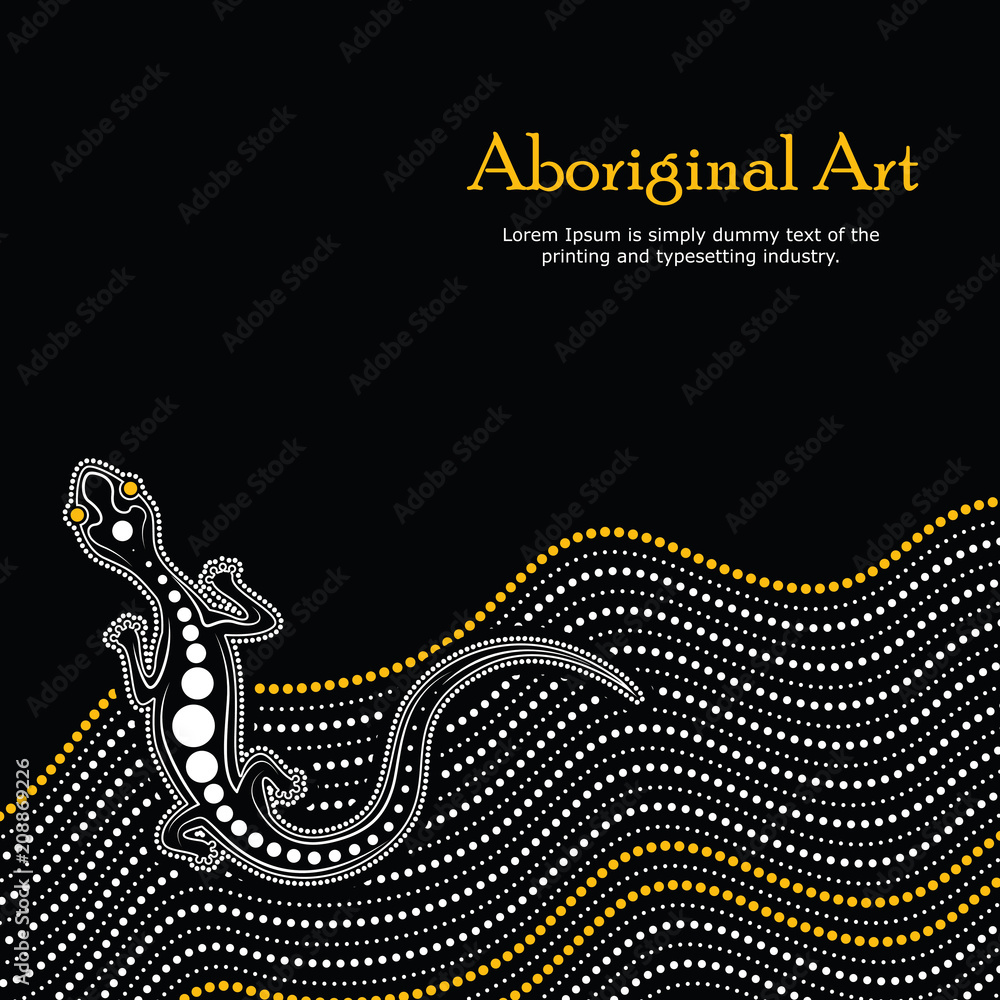 Aboriginal art vector Banner with text. Illustration based on ...