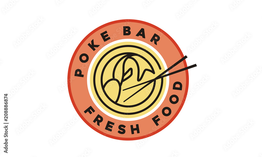 Line Art Emblem Poke Bar Logo design inspiration Stock Vector | Adobe Stock