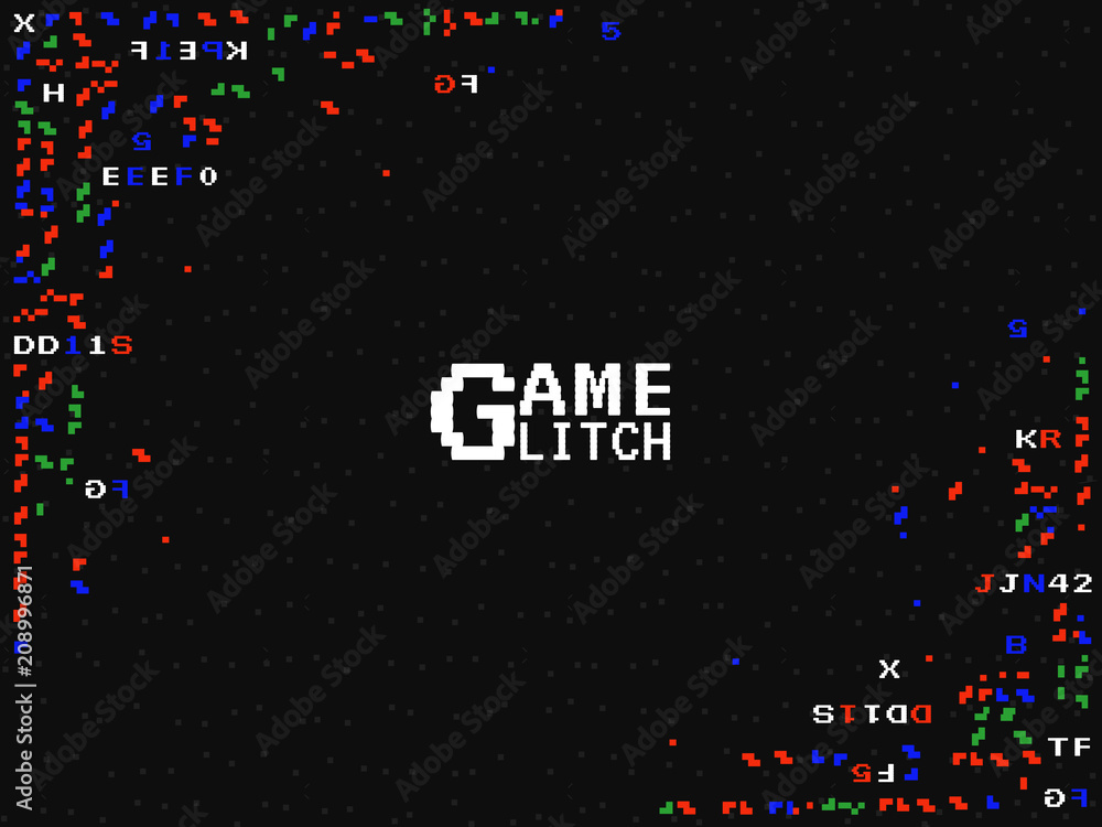 Glitch game. Retro gaming background. TV screen with vhs effect. Old ...