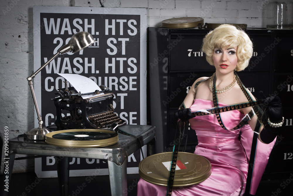 Actress in the style of Hollywood retro films Stock Photo | Adobe Stock