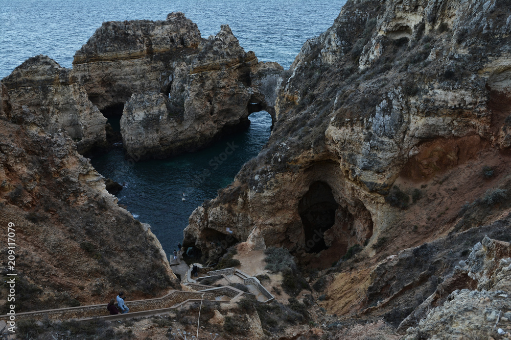 Amazing and unique cliffs formation with sea arches, grottos and ...