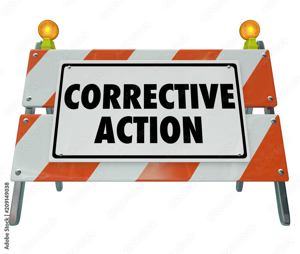 Corrective Action Repair Fix Problem Barricade Sign Words 3d Render ...
