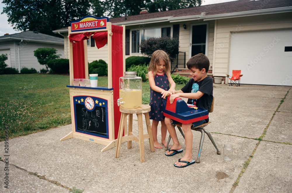 little girl has lemonade stand Stock Photo | Adobe Stock