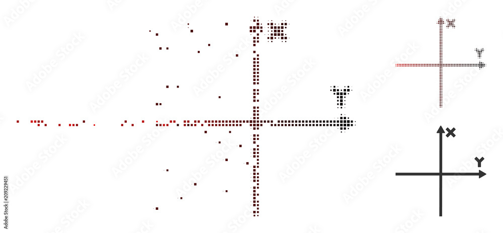 Vetor Vector cartesian axes icon in dispersed, dotted halftone and ...