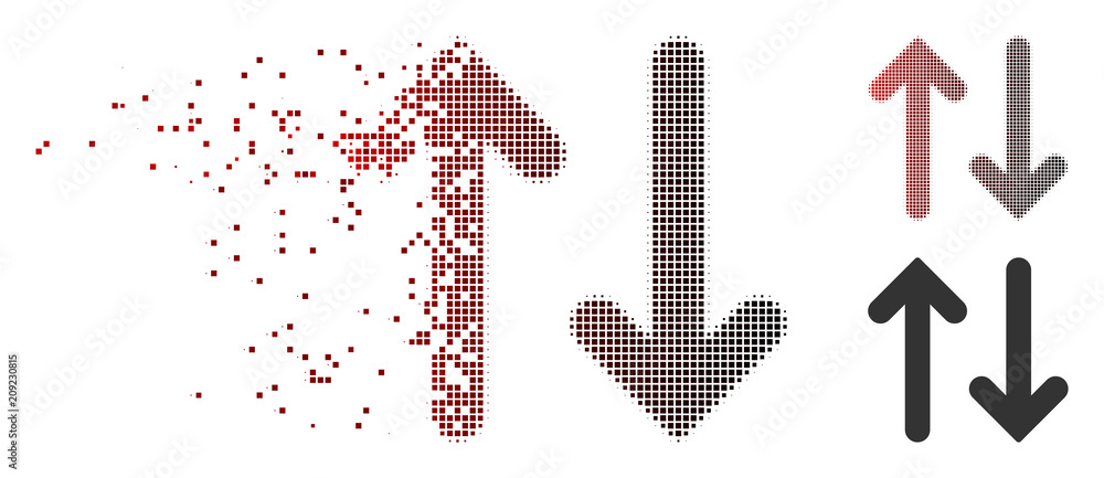 Vector flip vertical icon in dissolved, dotted halftone and undamaged ...