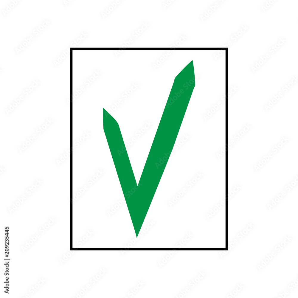 Tick green sign in square Stock Vector | Adobe Stock