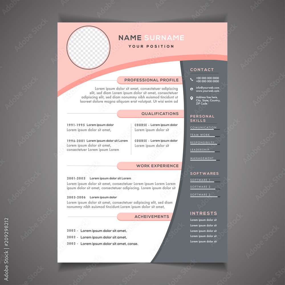 Professional CV resume template design and letterhead / cover letter ...