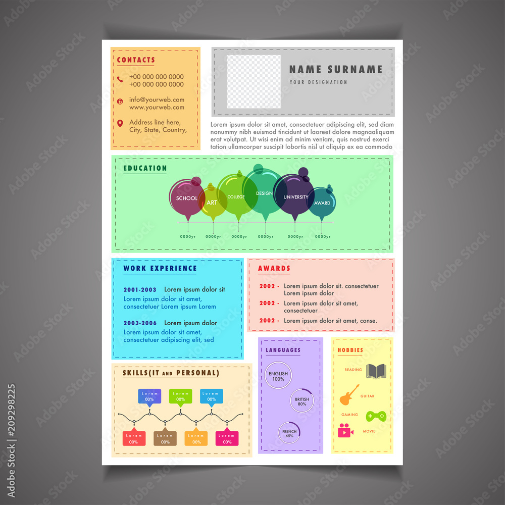 Infographics resume template can be use as letterhead or cover letter ...