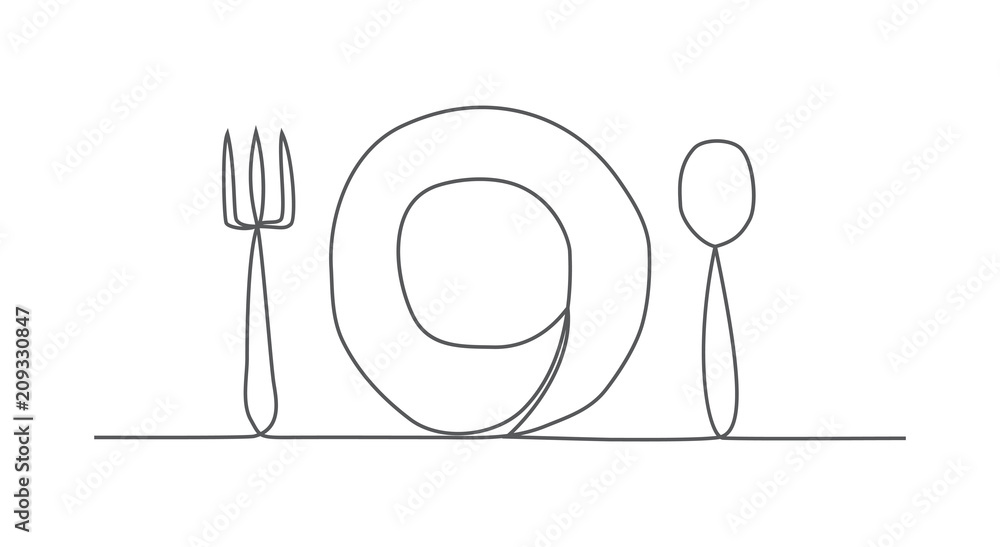 Food One line drawing Stock Photo | Adobe Stock