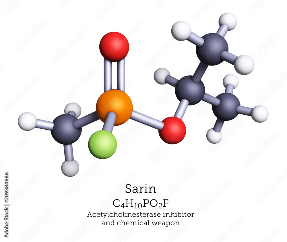 Ball-and-Stick Molecular Model of Sarin Stock Illustration | Adobe Stock