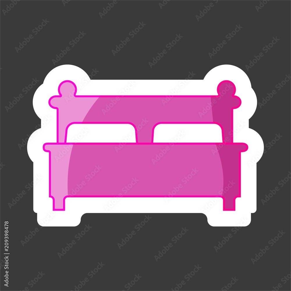 Vector image of the bed. Flat Bed Icon. Vector icon colored sticker ...