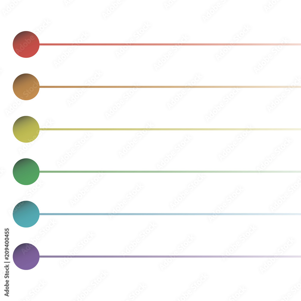Round buttons strip list of paint underline column isolated on white ...