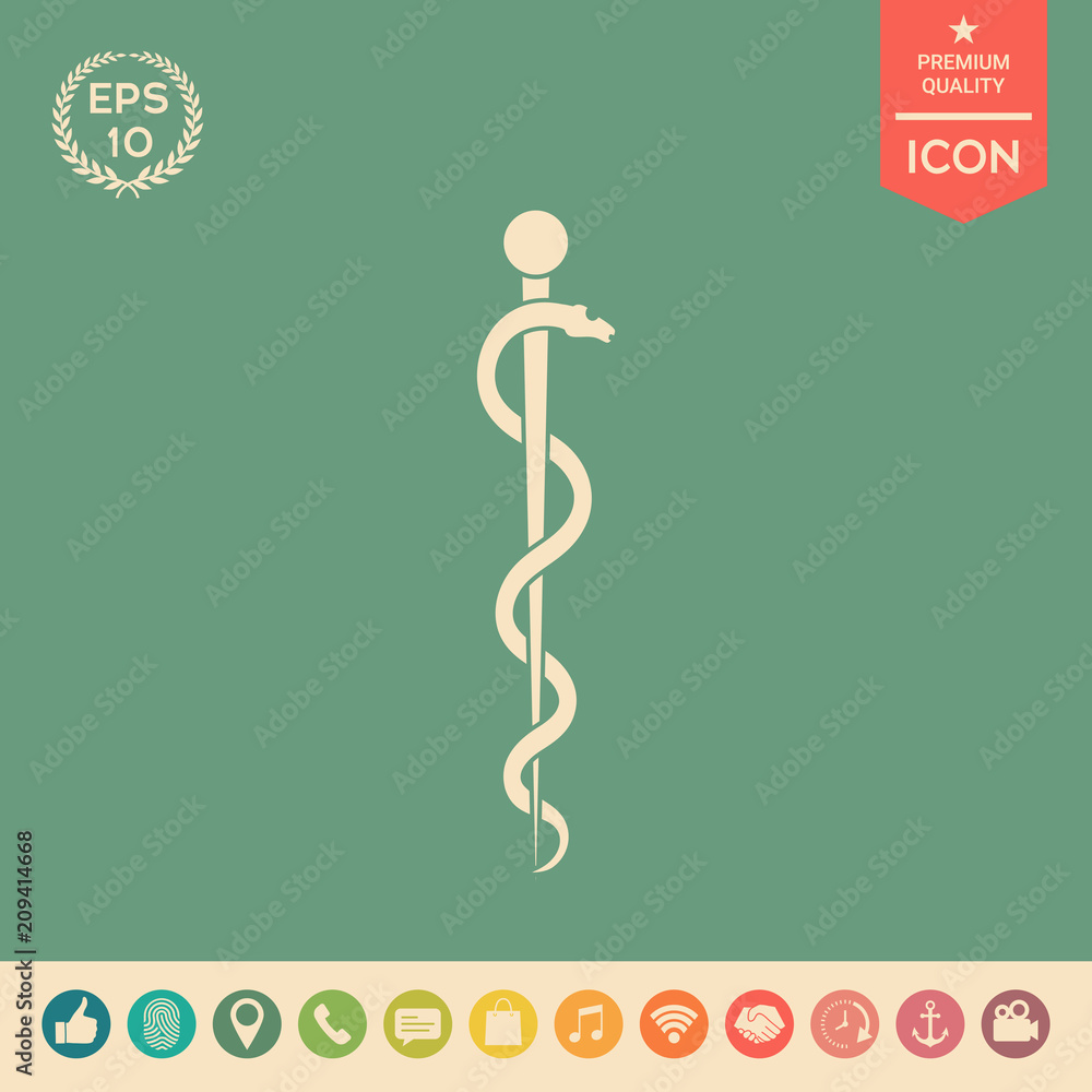 Rod of Asclepius Snake Coiled Up Silhouette Stock Vector | Adobe Stock