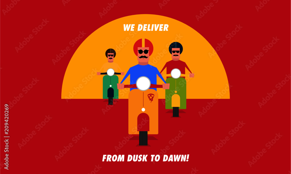 Late Night Food Delivery Concept for poster/banner/ad/standee/brochure ...