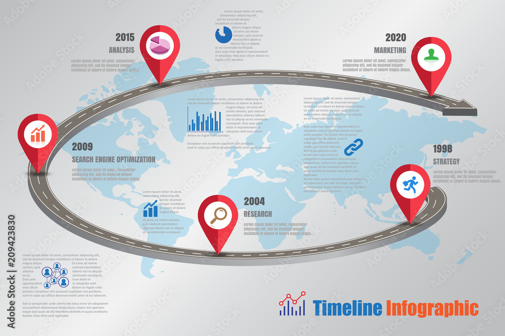 Business road signs map timeline infographic designed for abstract ...