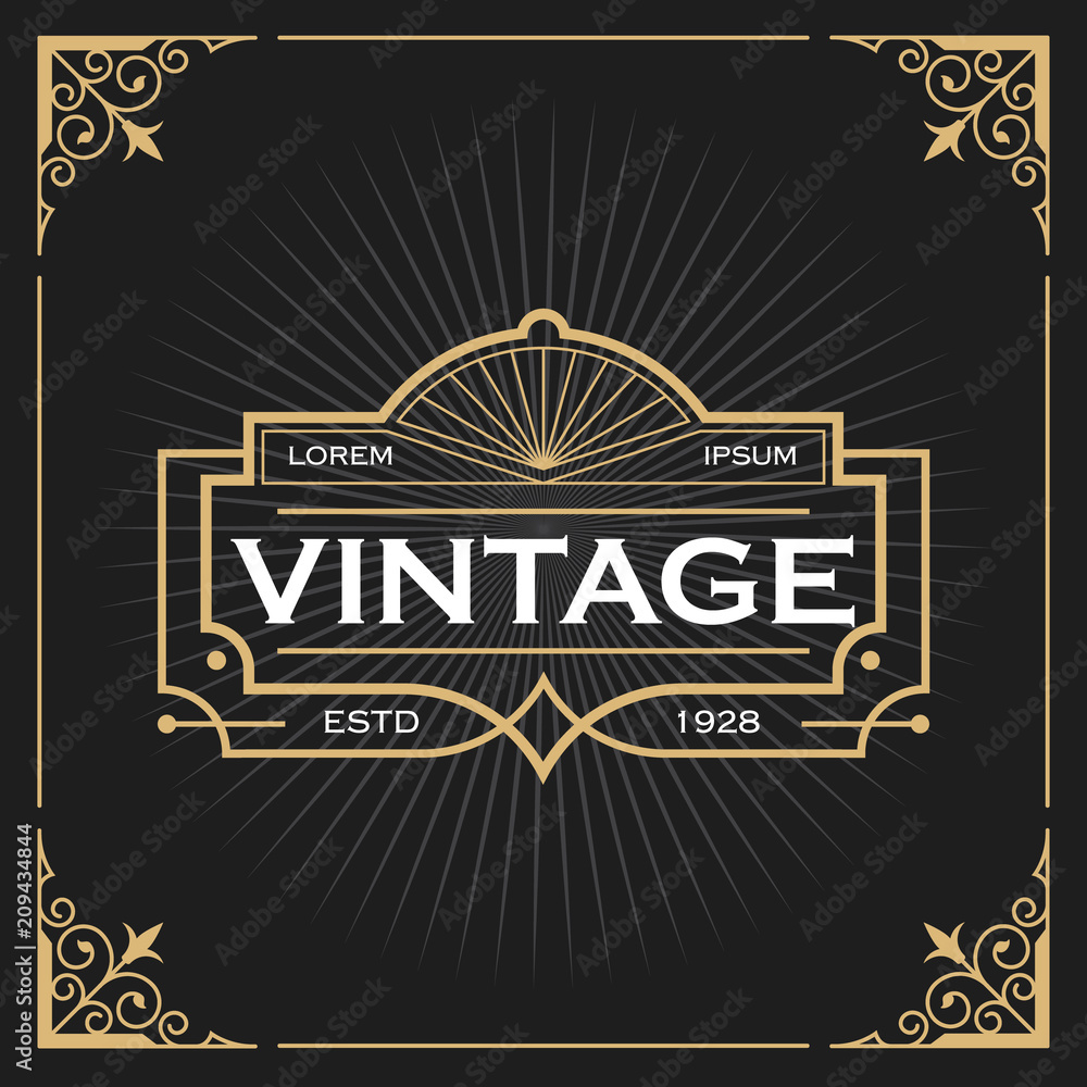 Vintage line frame design for labels Stock Vector | Adobe Stock
