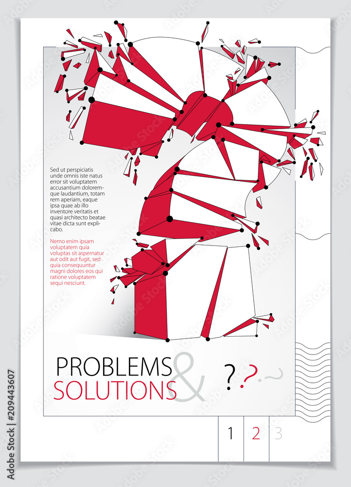 Broken Question Mark exploding brochure or flyer design, Query breaking ...