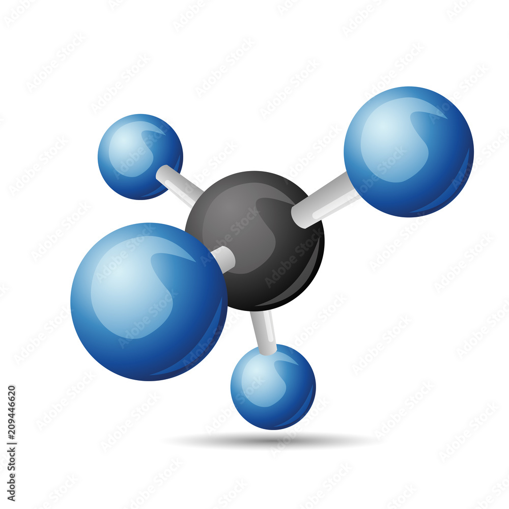 CH4 Methane molecule illustration Stock Vector | Adobe Stock