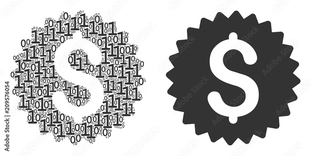 Bank seal collage icon of binary digits in different sizes. Vector ...