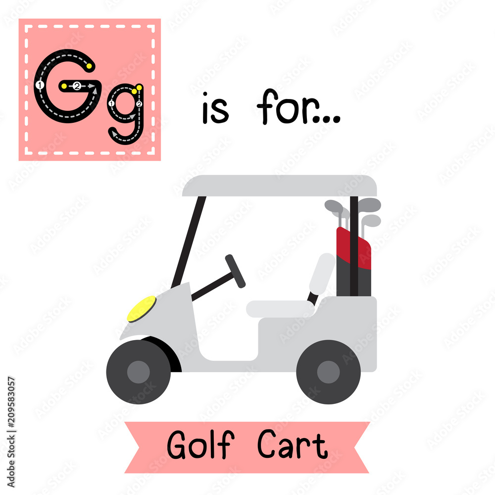 Letter G cute children colorful transportations ABC alphabet tracing ...