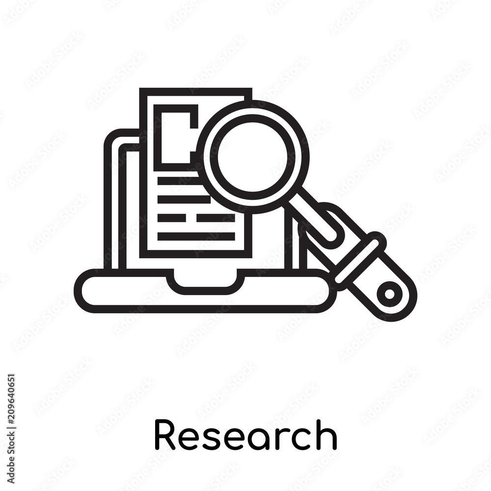 Research icon vector sign and symbol isolated on white background ...