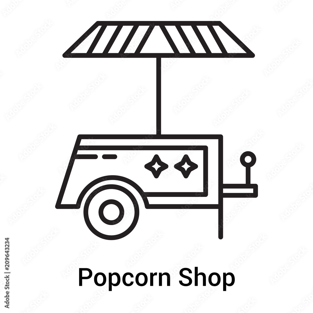 Popcorn Shop icon vector sign and symbol isolated on white background ...
