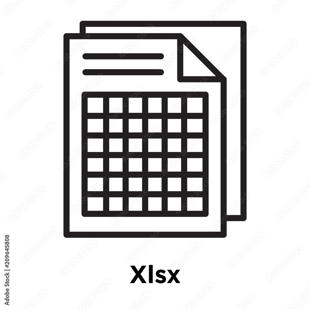 Xlsx icon vector sign and symbol isolated on white background, Xlsx ...