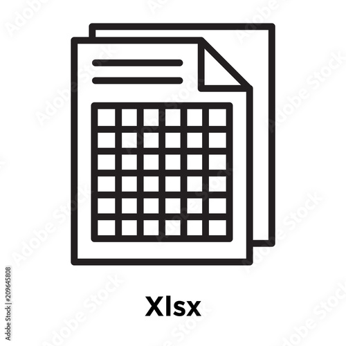Xlsx icon vector sign and symbol isolated on white background, Xlsx ...