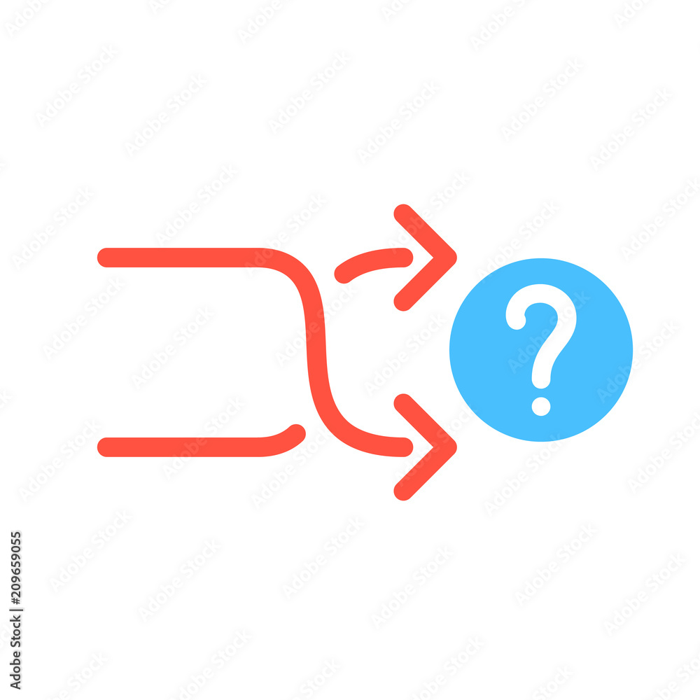 Shuffle icon, arrows icon with question mark. Shuffle icon and help ...