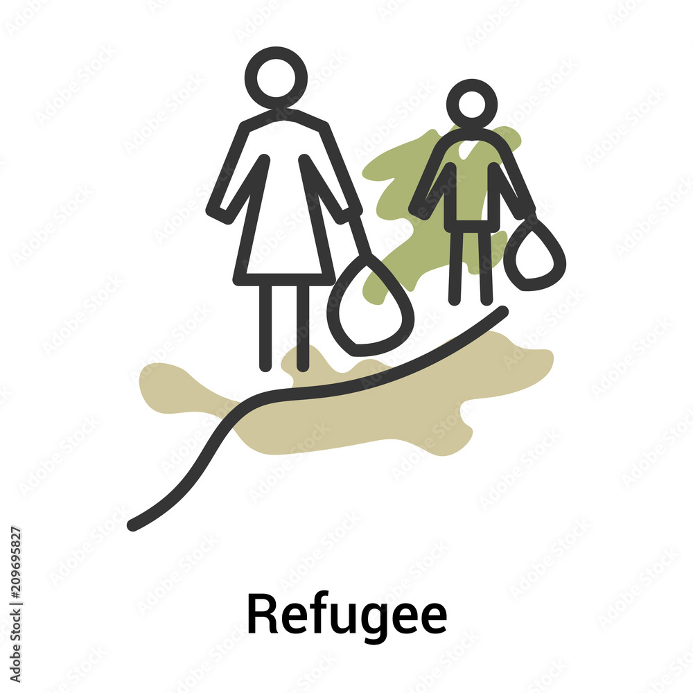 Refugee icon vector sign and symbol isolated on white background ...