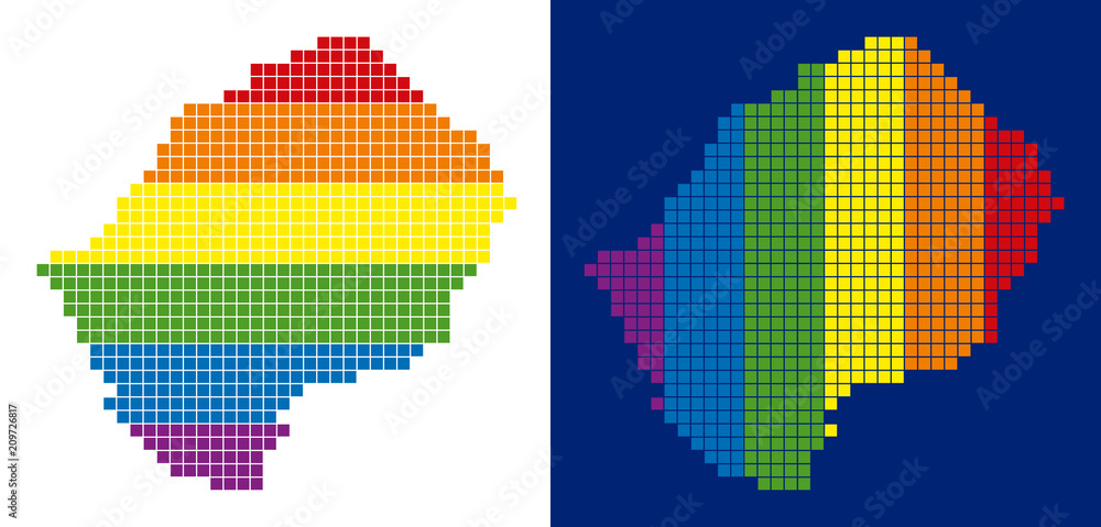 Dotted LGBT Lesotho map versions. Vector geographic maps in spectrum ...