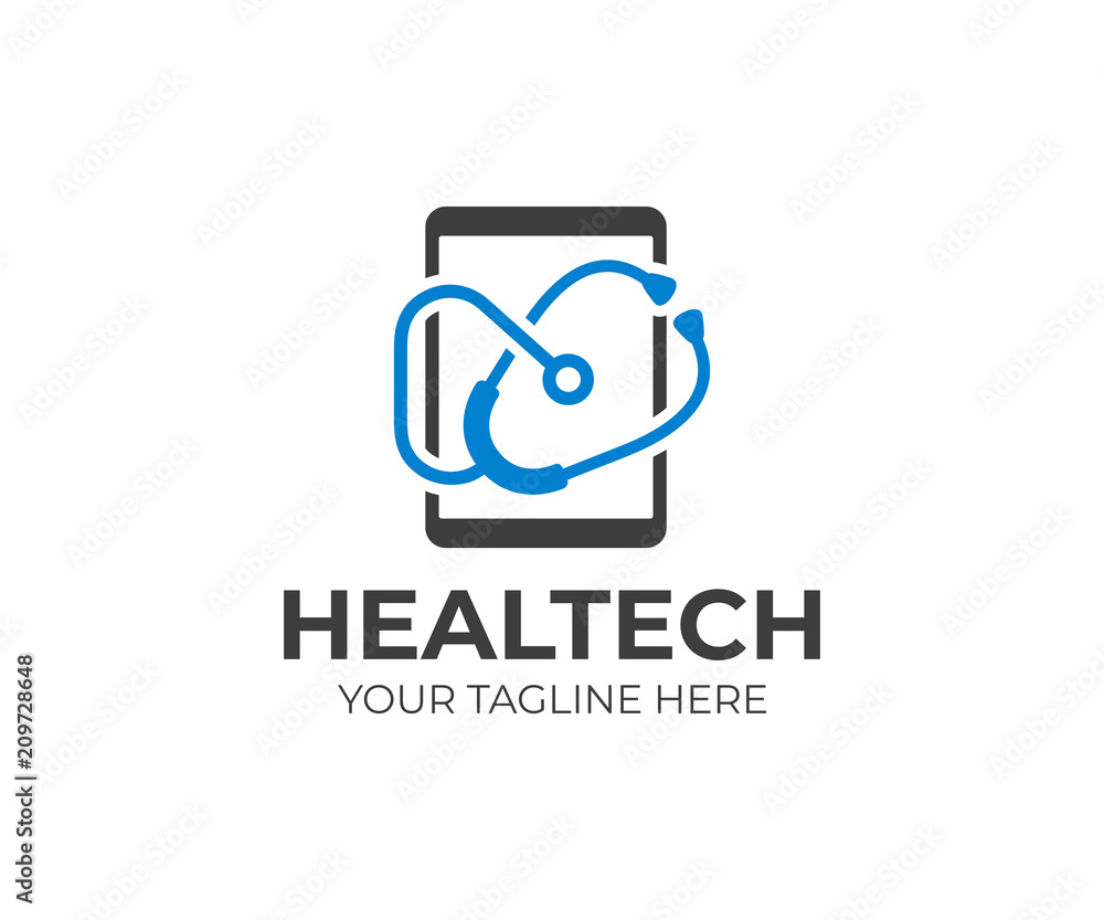 Health information technology logo template. Medical technology vector ...