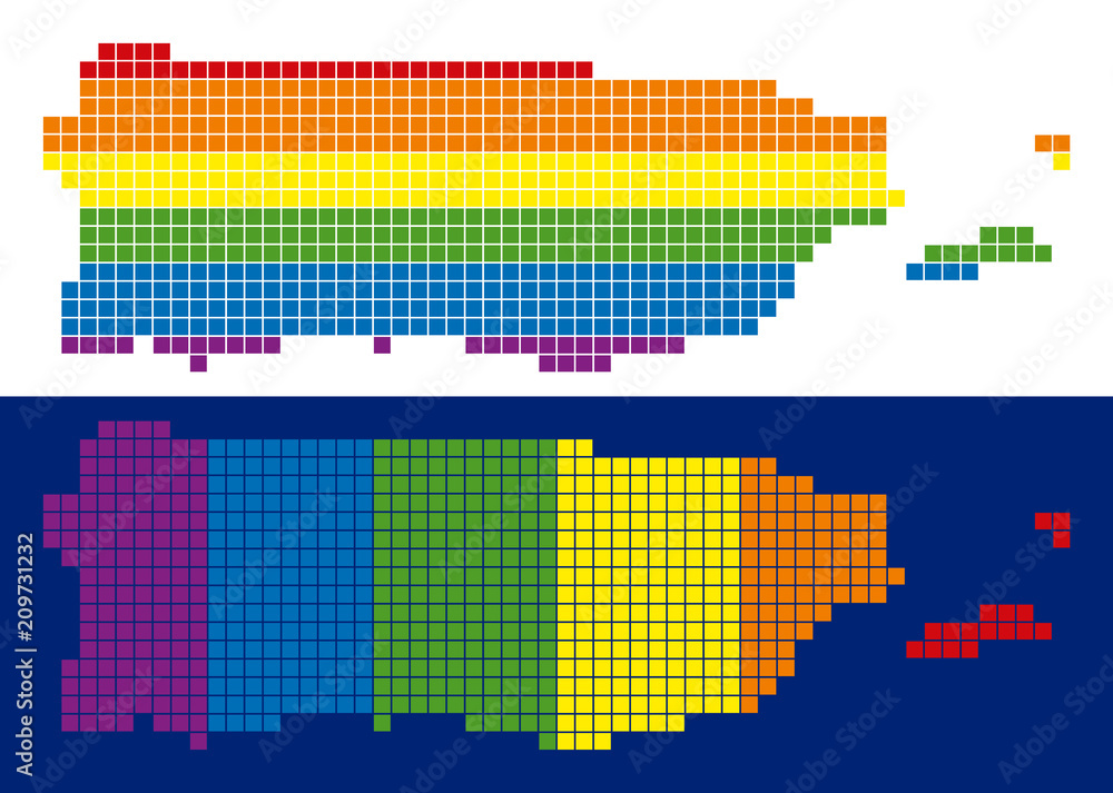 Стоковое векторное изображение «Dotted LGBT Puerto Rico map variants ...