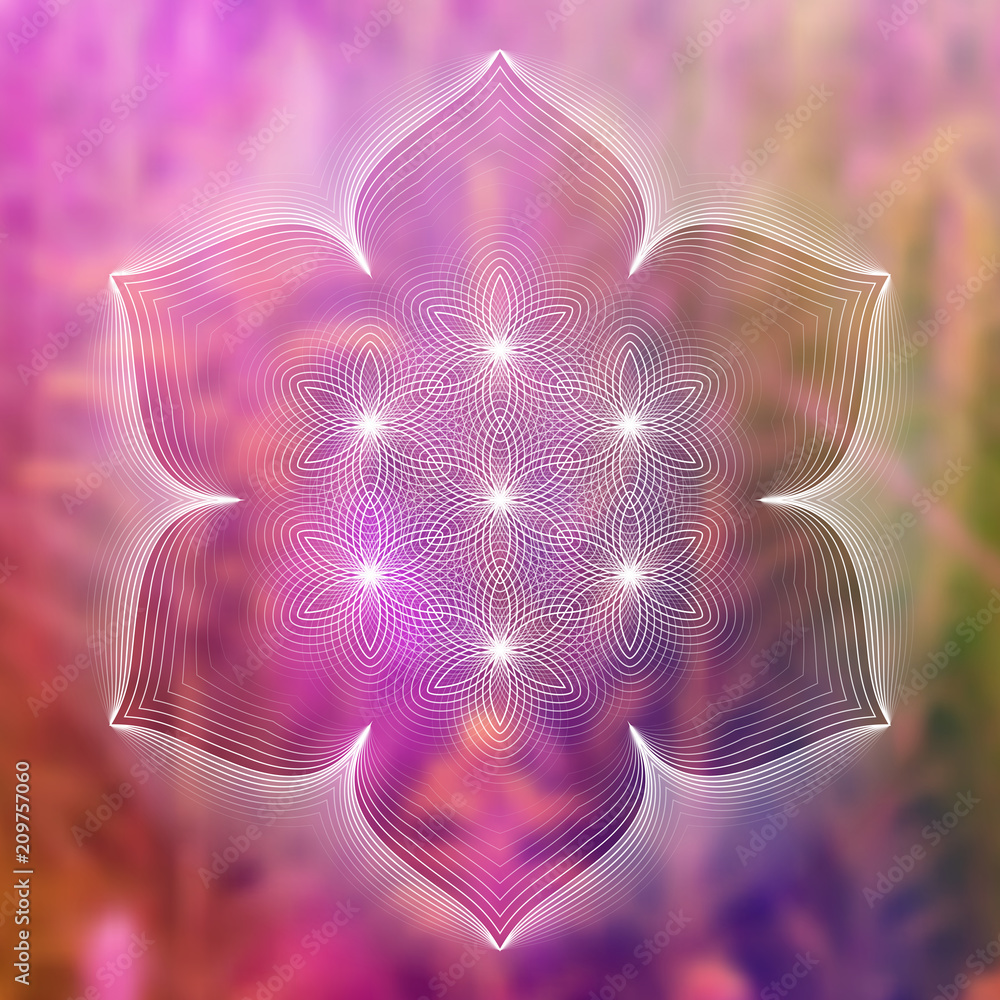 Vector template of banner; Spiritual sacred geometry; "Flower of life ...