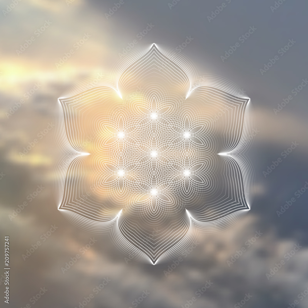 Vector template of banner; Spiritual sacred geometry; "Flower of life ...