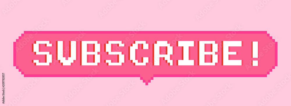 Vector pixel art 8bit subscribe sticker Stock Vector | Adobe Stock
