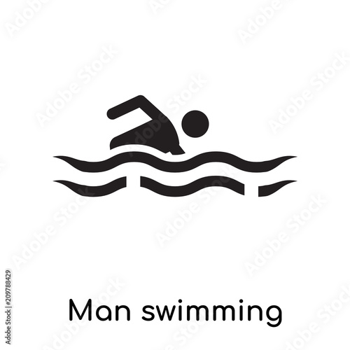 Man swimming icon vector sign and symbol isolated on white background ...