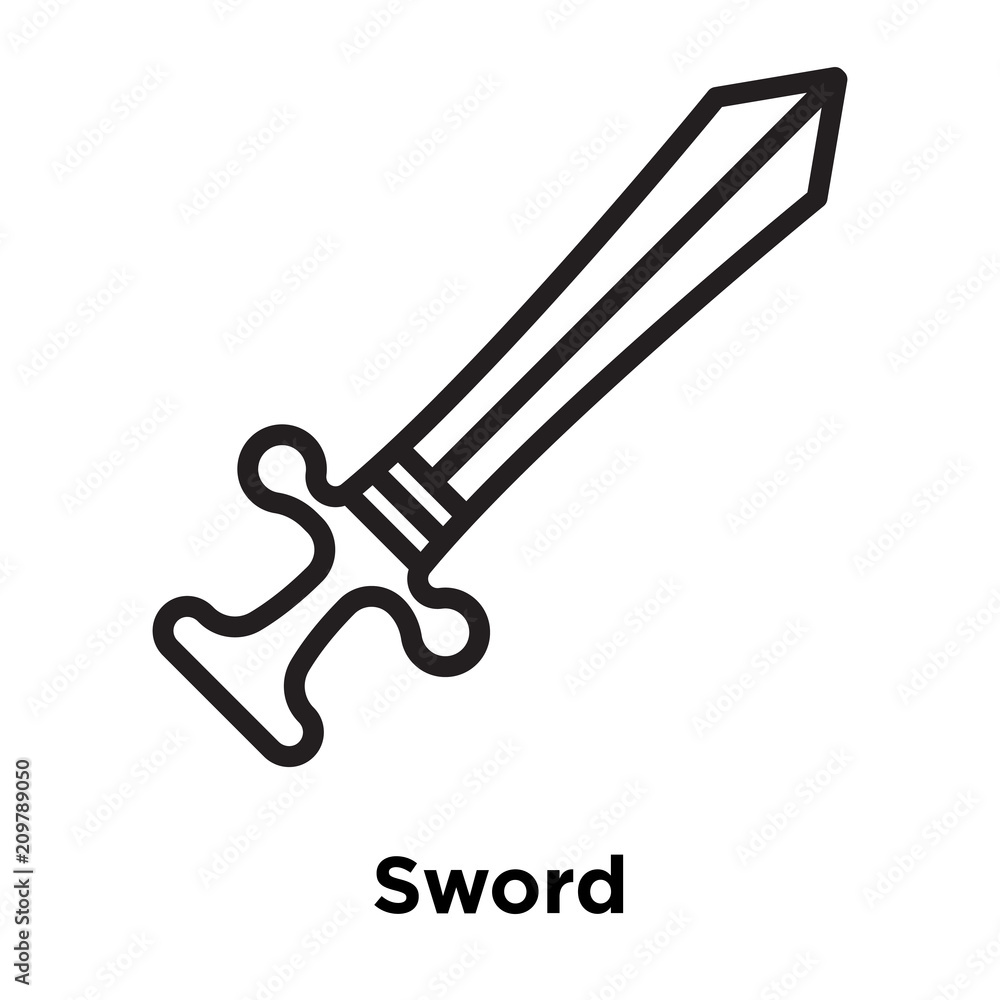 Sword icon vector sign and symbol isolated on white background, Sword ...