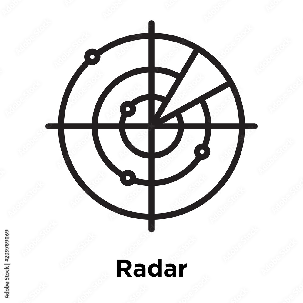 Radar icon vector sign and symbol isolated on white background, Radar ...