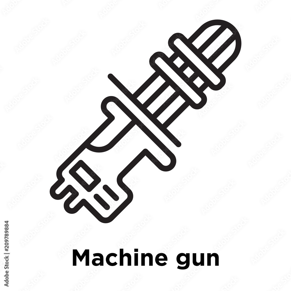 Stock-Vektorgrafik „Machine gun icon vector sign and symbol isolated on white background ...