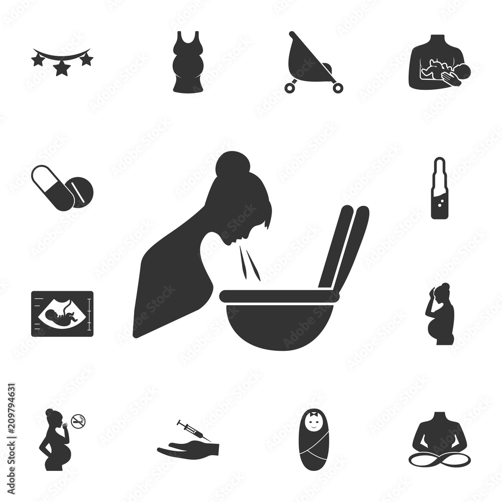 Pregnant Vomiting icon. Simple element illustration. Pregnant Vomiting ...