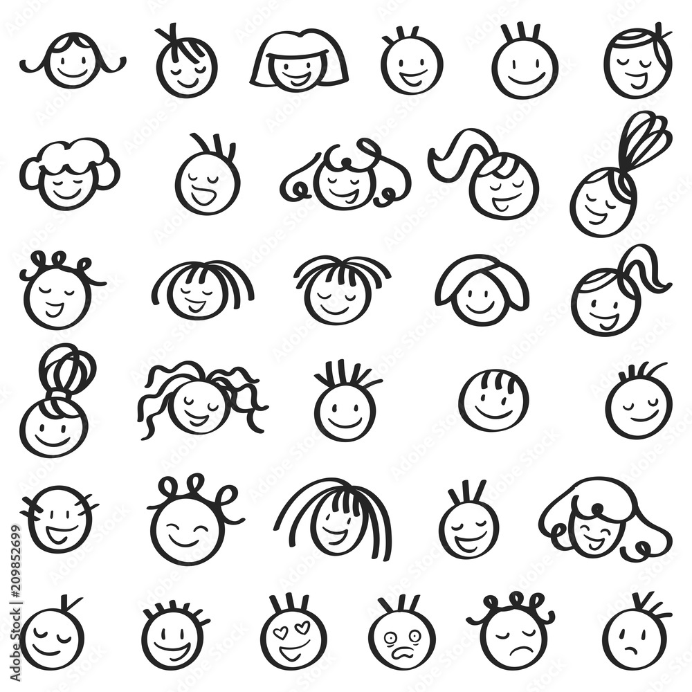 Sprechende Strichmännchen, lustige Köpfe, Unterhaltung, Männer und ...