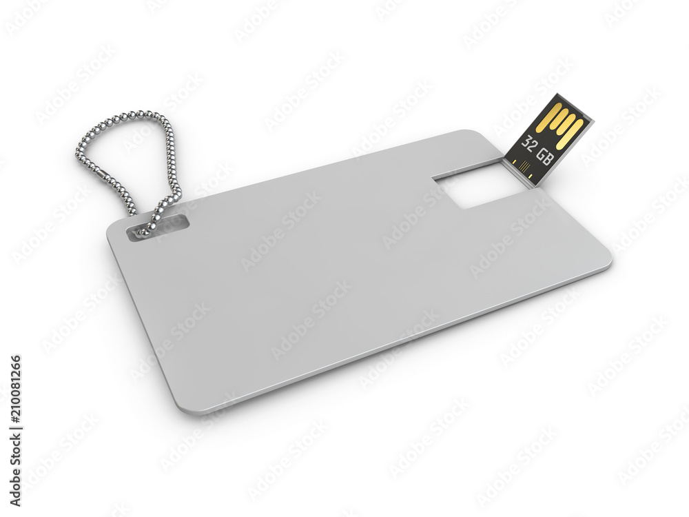Blank white plastic wafer usb card mockup, 3d Illustration. Visiting ...