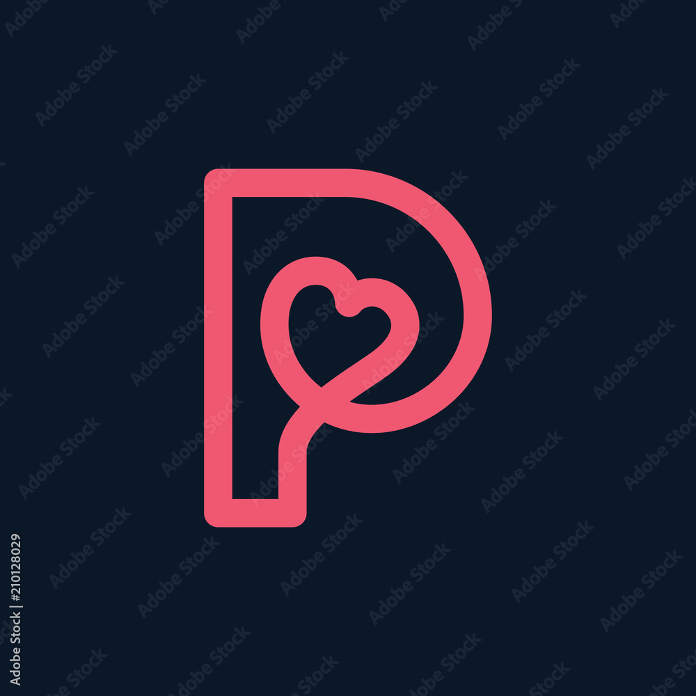 Letter P Love Logo Stock Vector | Adobe Stock