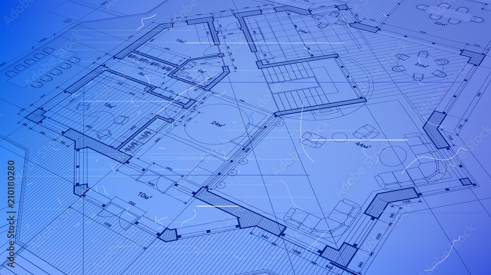 Vektor architectural blueprint - the architectural plan of a modern ...